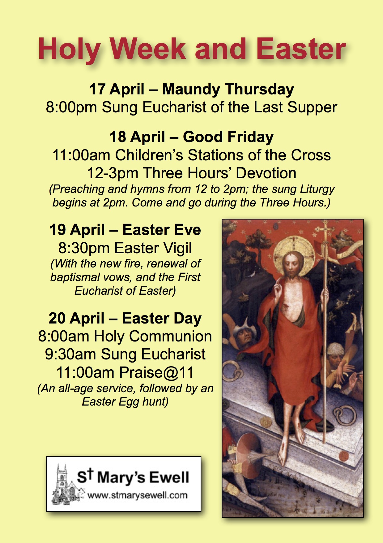Holy Week and Easter Services 2014 – St Mary's Ewell